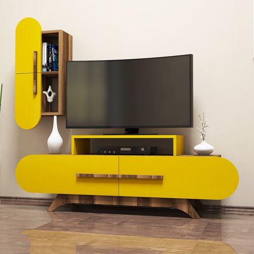 Hanah Home TV komoda Rose S, 145 cm, orah / žuta