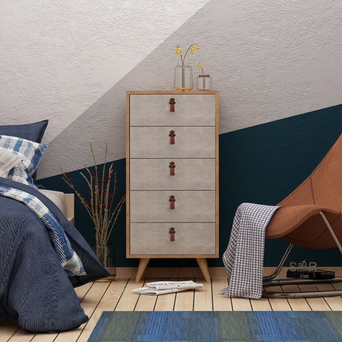 Hanah Home komoda Spanze, 50 cm, hrast / bela