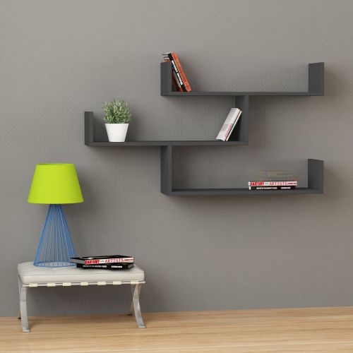 Hanah Home zidna polica Tibet, 120 cm, antracit