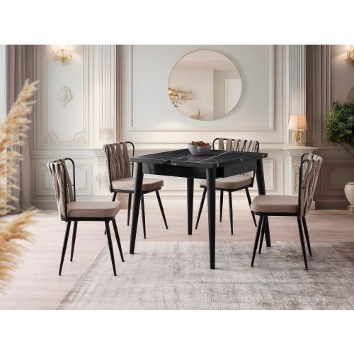 Hanah Home trpezarijski sto na razvlačenje Totem 3041, 80 cm, crni mermer