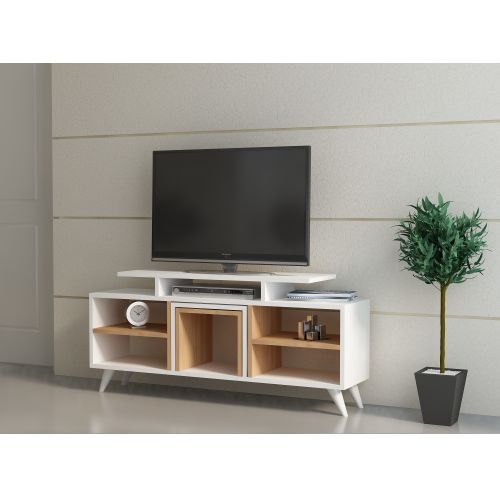 Hanah Home TV komoda Kutay, 120 cm, bela / tik