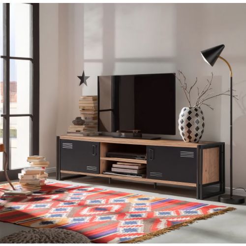Hanah Home TV komoda Cosmo Rex, 180 cm, atlantski bor / crna