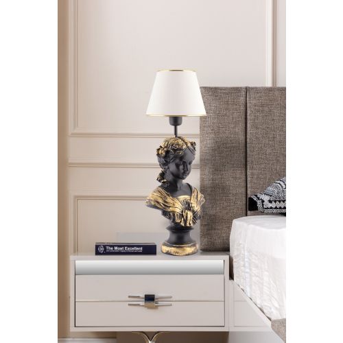 Opviq stona lampa Opelya, visina 67 cm, bela / crna / zlatna