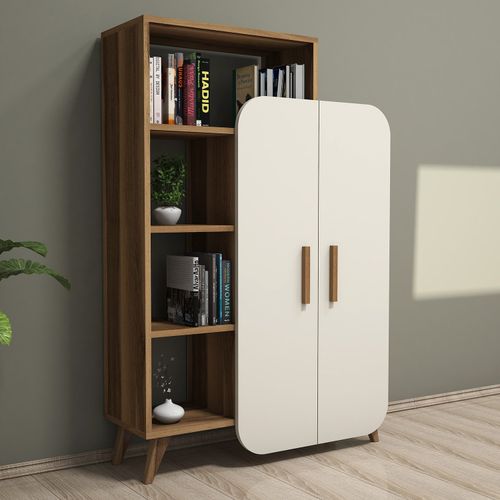 Hanah Home polica za knjige Form, 90 cm, orah / krem