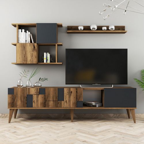 Hanah Home TV komoda Madrid, 180 cm, antracit / orah