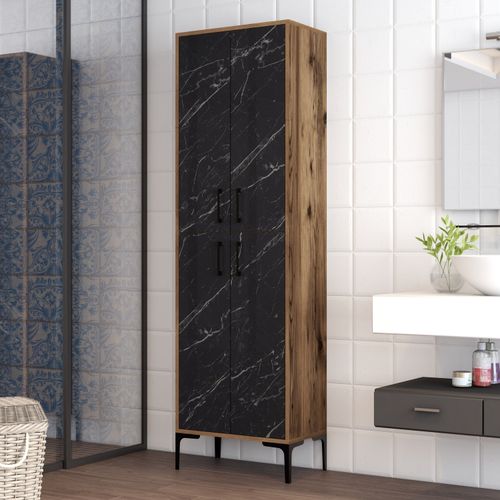 Hanah Home višenamenski ormarić Berlin A, 60 cm, orah / crni mermer / crni
