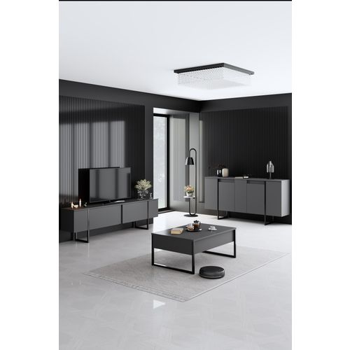 Hanah Home set nameštaja za dnevnu sobu Luxe, antracit / crna / orah