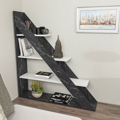 Hanah Home polica za knjige Pisagor, 120 cm, Marblee / bela