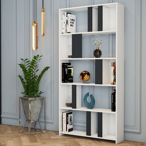 Hanah Home polica za knjige Lima, 90 cm, bela / antracit