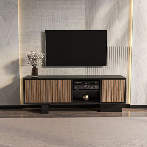 Hanah Home TV komoda Monaco, 150 cm, crna / braon