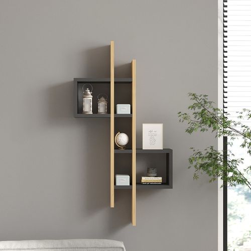 Hanah Home zidna polica Emse, 53,8 cm, hrast Sapphire / antracit