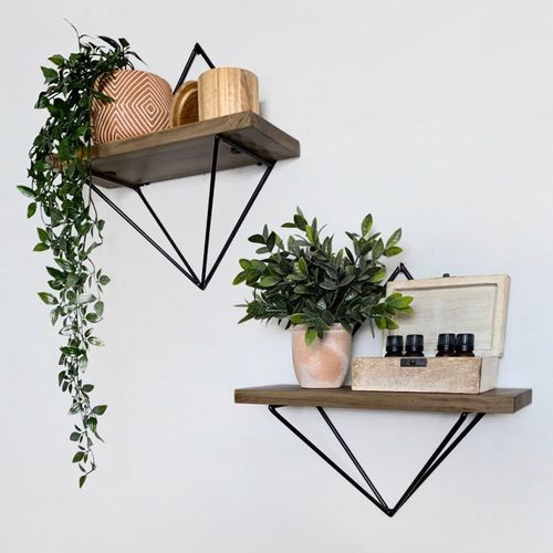 Hanah Home dekorativna zidna polica WR046, 30 cm, orah / crna