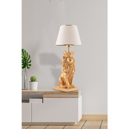 Opviq stona lampa Lion King, visina 60 cm, bela / srebrna