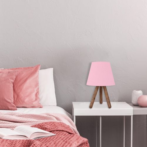 Opviq stona lampa AYD-1967, visina 33 cm, roze / orah