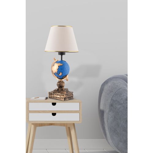 Opviq stona lampa World, visina 50 cm, bela / plava / crna / zlatna