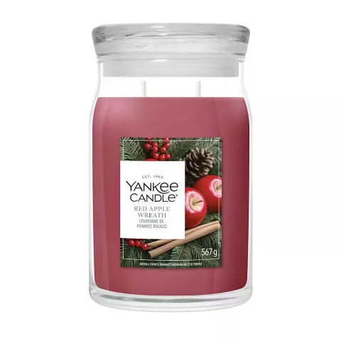 Red Apple Wreath Signature mirisna sveća - velika tegla (jabuka, cimet, karanfilić, puter)