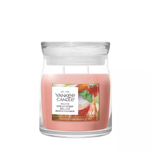 White Strawberry Bellini Place Signature mirisna sveća - srednja tegla (jagoda, šampanjac, šećer)