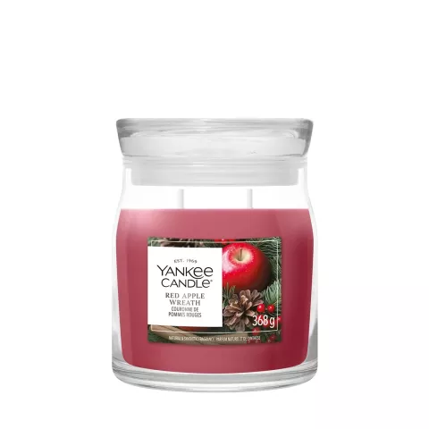 Red Apple Wreath Signature mirisna sveća - srednja tegla (jabuka, cimet, karanfilić, puter)