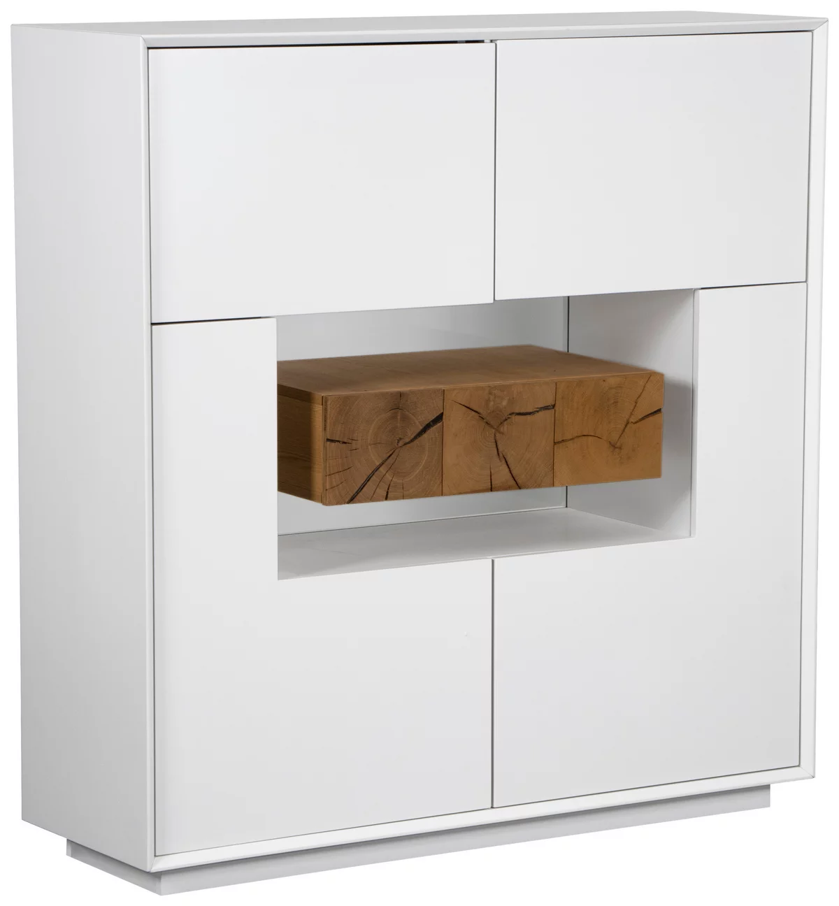 Highboard Hasti 120/125/40 cm bela, boja hrasta