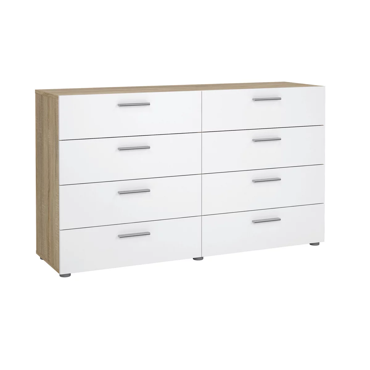 KOMODA 140/81,7/40 cm boja hrasta, bela visoki sjaj