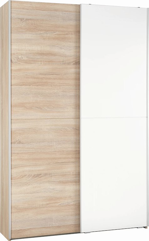 ORMAR - VISEĆA KLIZNA VRATA bela, sonoma hrast 125/195,5/38 cm