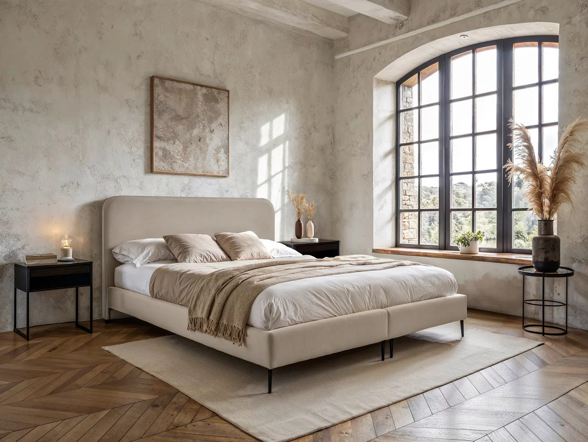 BOXSPRING KREVET 180/200 cm bež