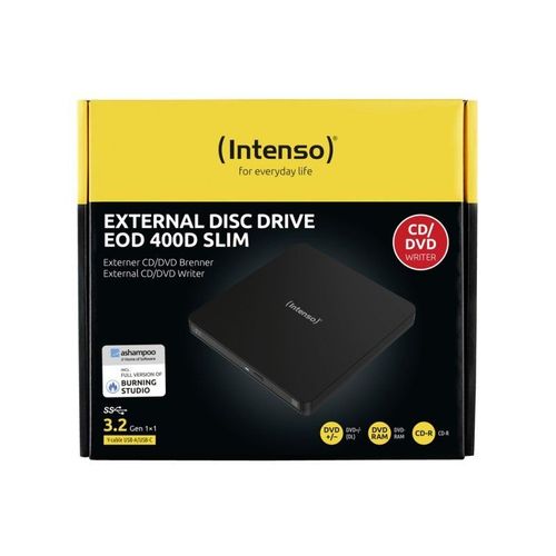 Intenso EOD 400D Slim eksterni DVD rezač, USB 3.2 Gen 1, USB-C i USB-A, crni, 5401400