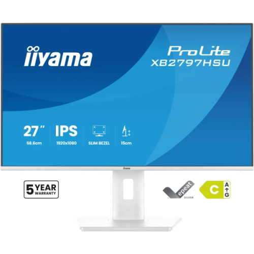 iiyama ProLite XB2797HSU-W1 monitor 27" Full HD IPS 120Hz, USB hub, pivot, beli