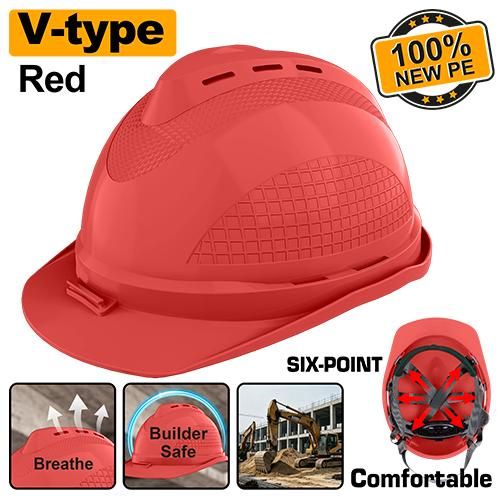 Ingco zaštitni šlem crveni HSH804, sa ventilacijom i podbradnikom