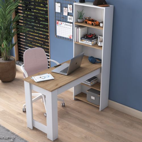 Hanah Home radni sto HA106 2493, 120 cm, beli / orah