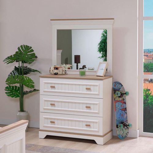 Hanah Home Monte Mm1.27.07.U1 komoda za dečiju sobu 91,8 × 86,4 × 45 cm, krem/hrast