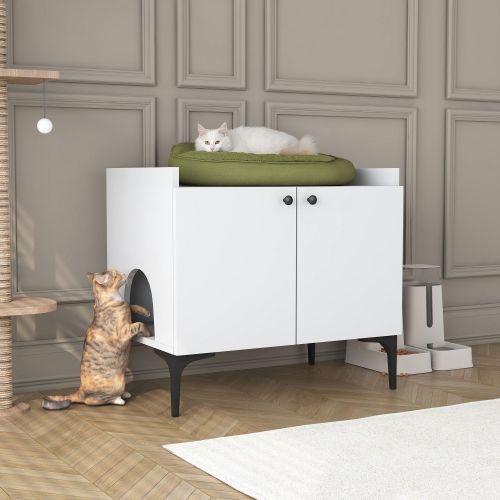 Hanah Home drvena kućica za mačke PA101 4724, 70 cm, bela