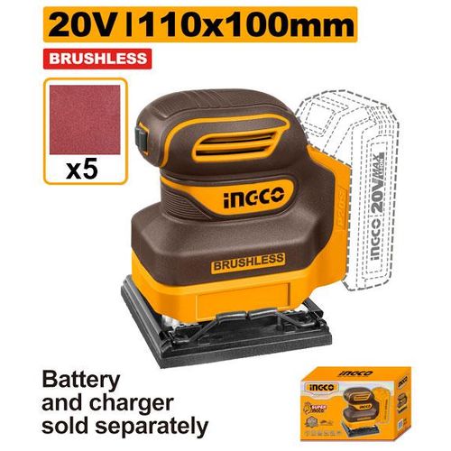 Ingco aku vibraciona brusilica CSHSLI2024, 20V, 110x100 mm, brushless, SOLO