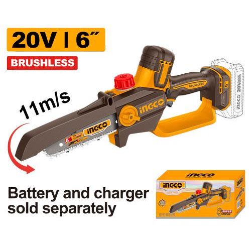 Ingco aku mini lančana testera CGSLI2066, 20V, vodilica 6" (15 cm), SOLO