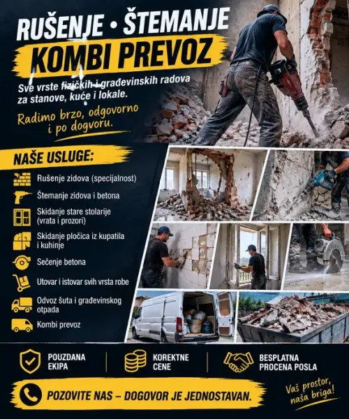 Rušenje štemanje kombi prevoz