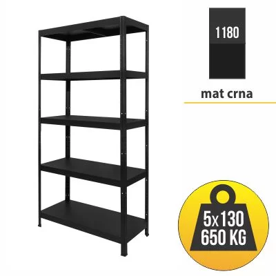 Metalna polica Drumy crna 180x90x40