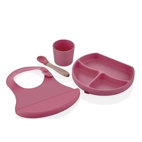 Babyjam silikonski set za hranjenje Pink
