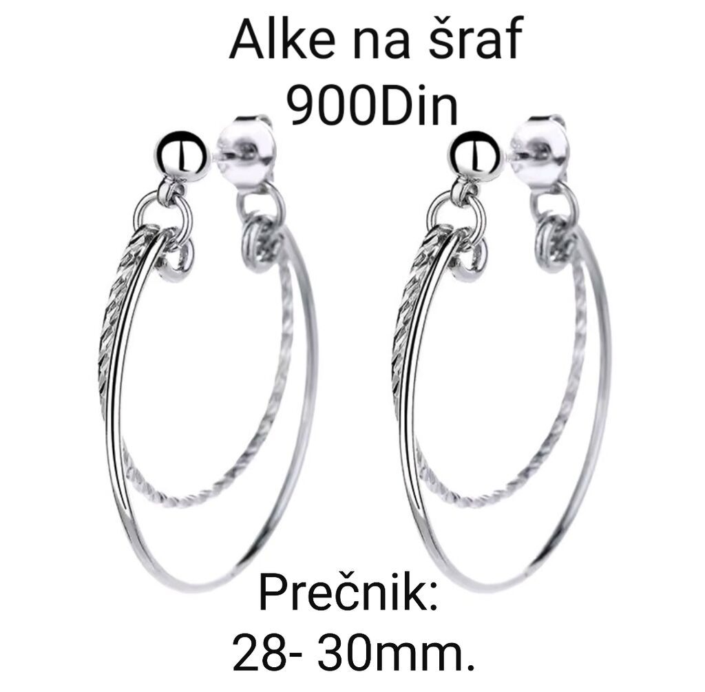 Alke na šraf – Posrebrene minđuše od hirurskog čelika sa žigom S925