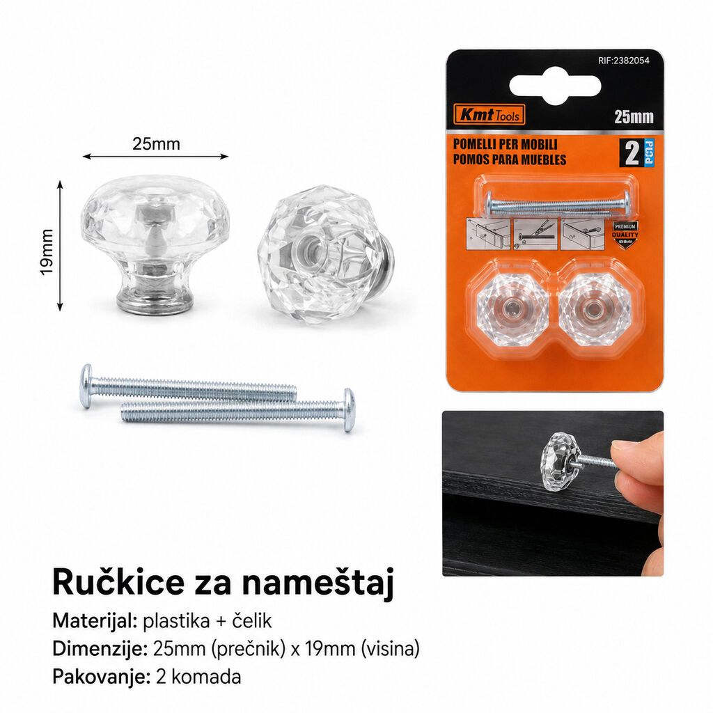 KMT Akrilna ručka sa ravnom glavom 2382054 Elegantne providne ručkice