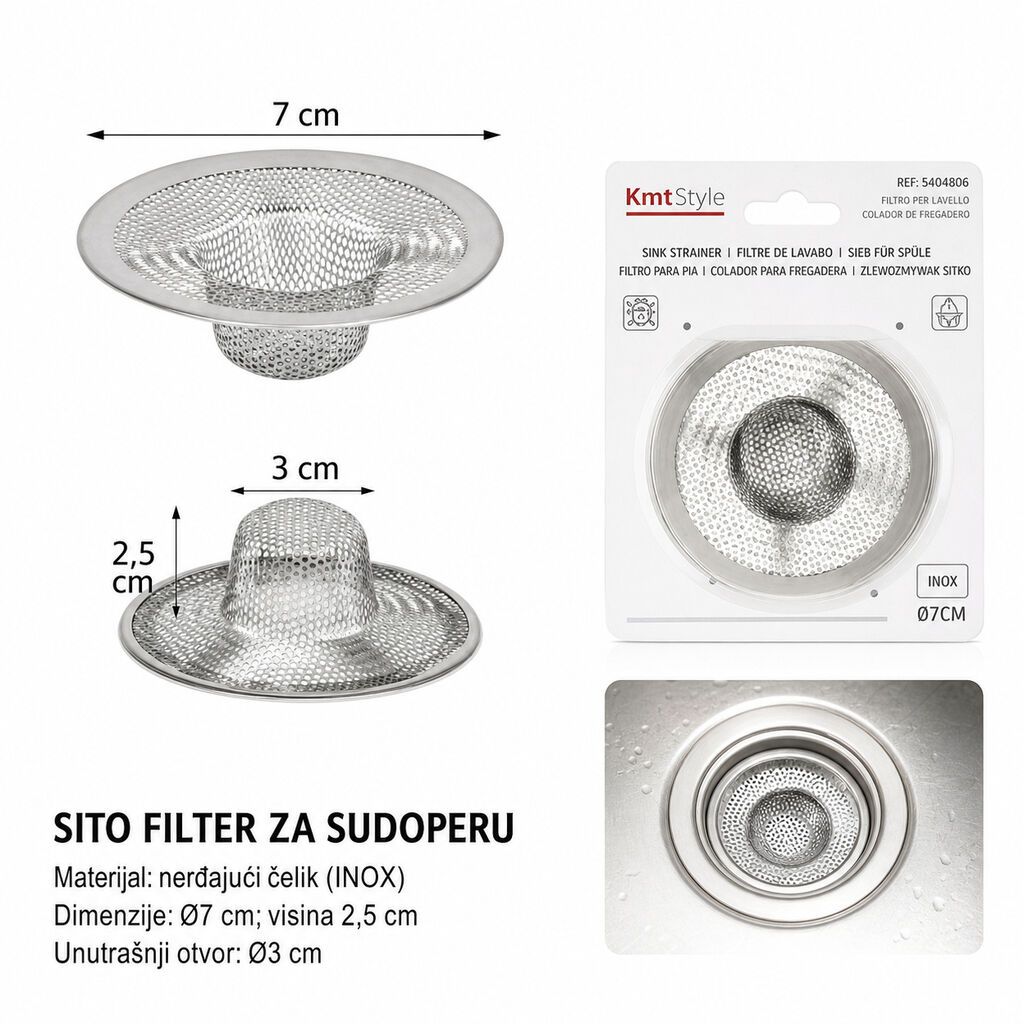 KMT Cediljka za sudoperu 5404806 Praktična cediljka/sito filter za
