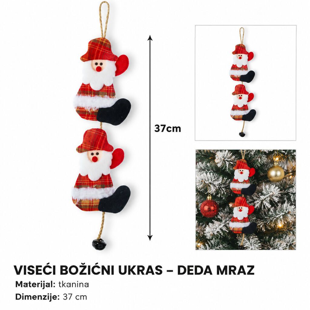 KMT Viseći ukras Deda Mraz od tkanine 2905257 - Dekorativni božićni