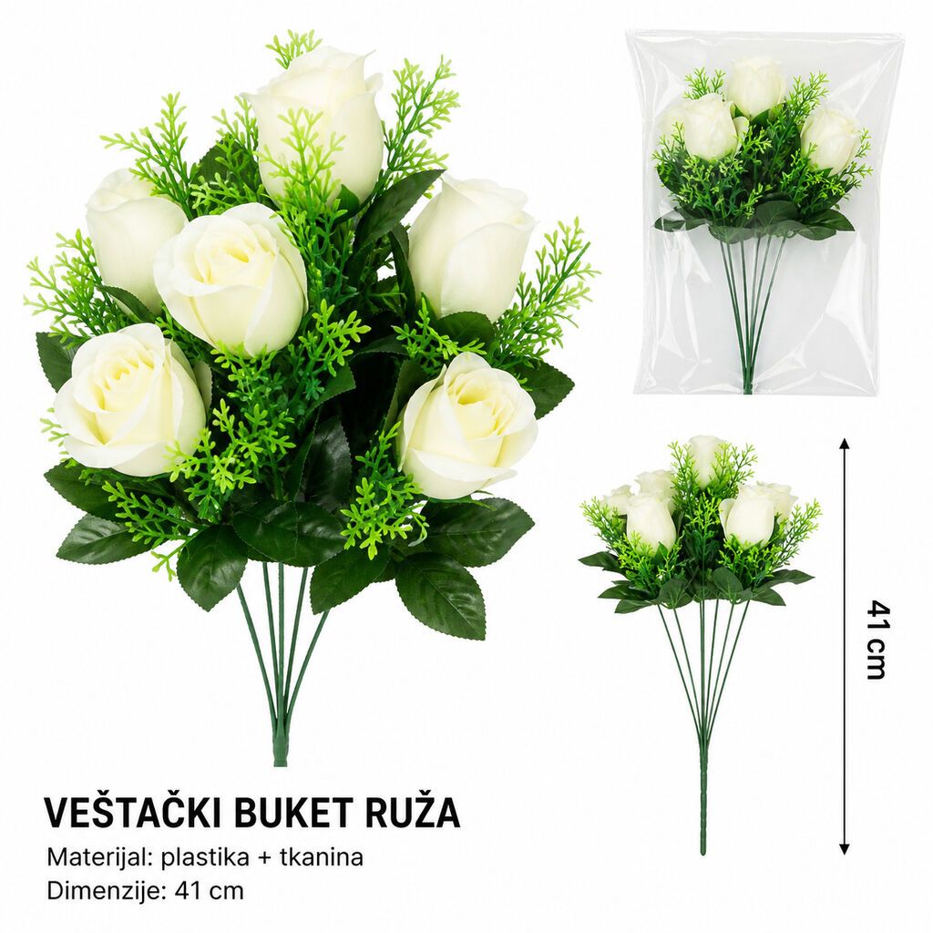 KMT 6 božićni cvet sa štipaljkom bela 711061 Dekorativni komplet od 6