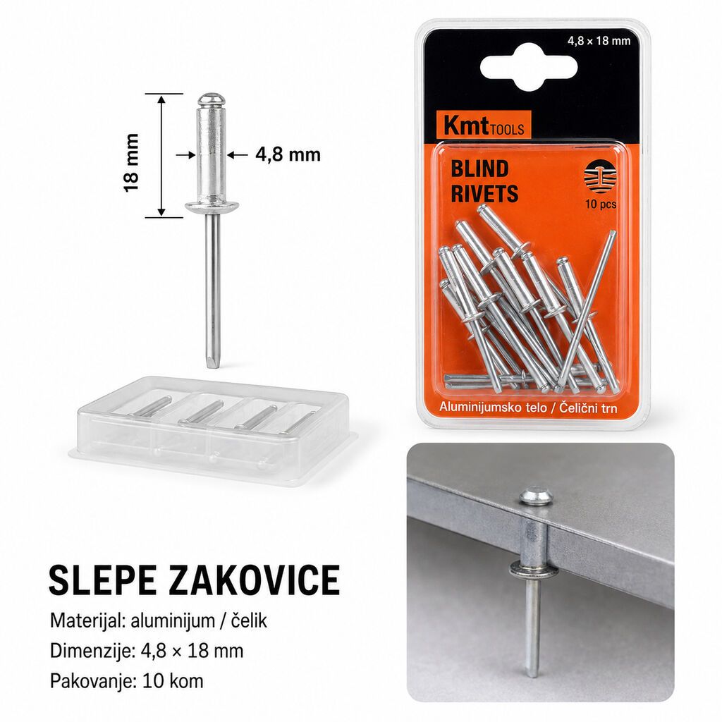KMT Slepe zakovice 9368656 Slepe zakovice za pouzdano spajanje lima i