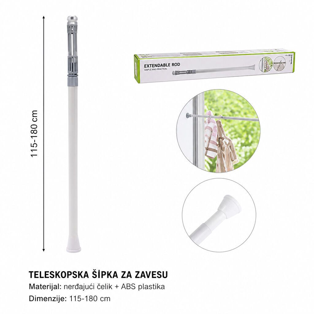 KMT Opružna šipka za zavesu 5201086 Teleskopska opružna šipka za