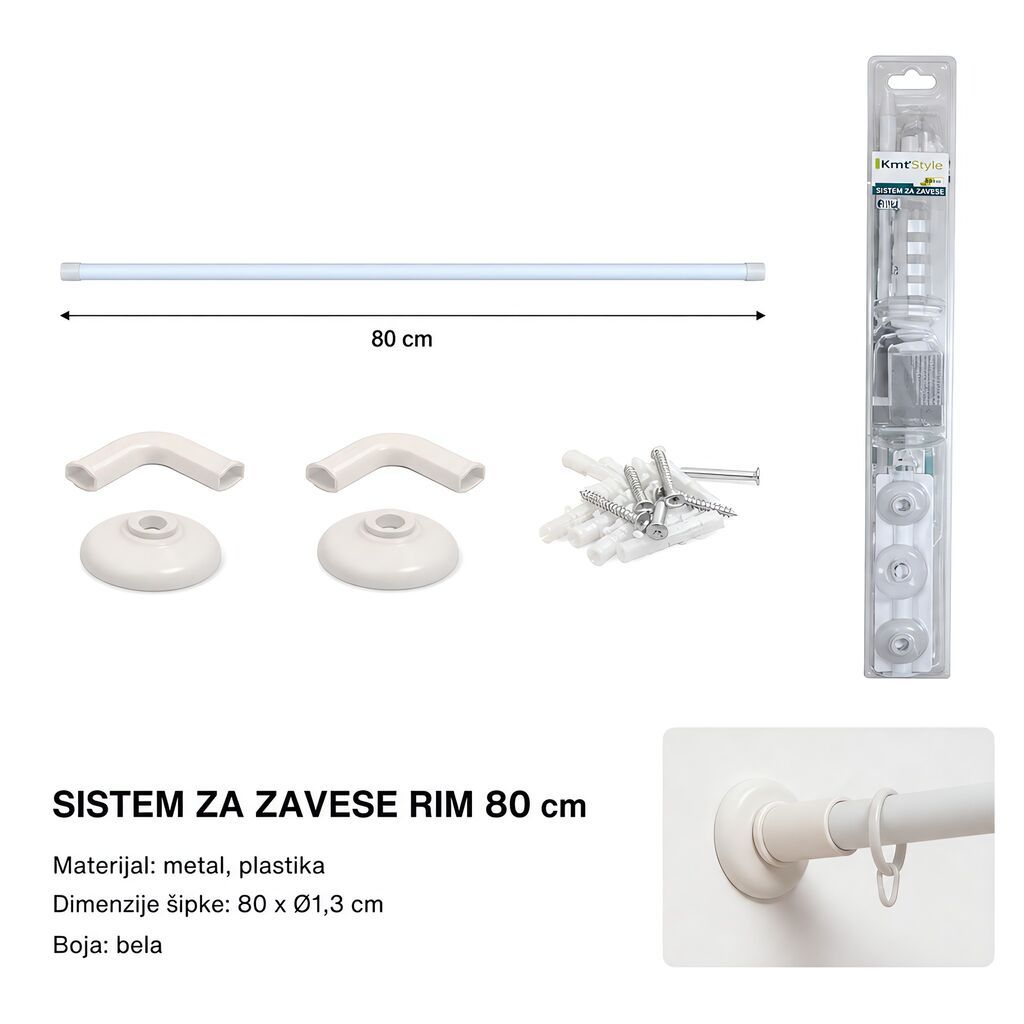 KMT Drška u aluminijumska opružna šipka za zavesu 5200329 Sistem za