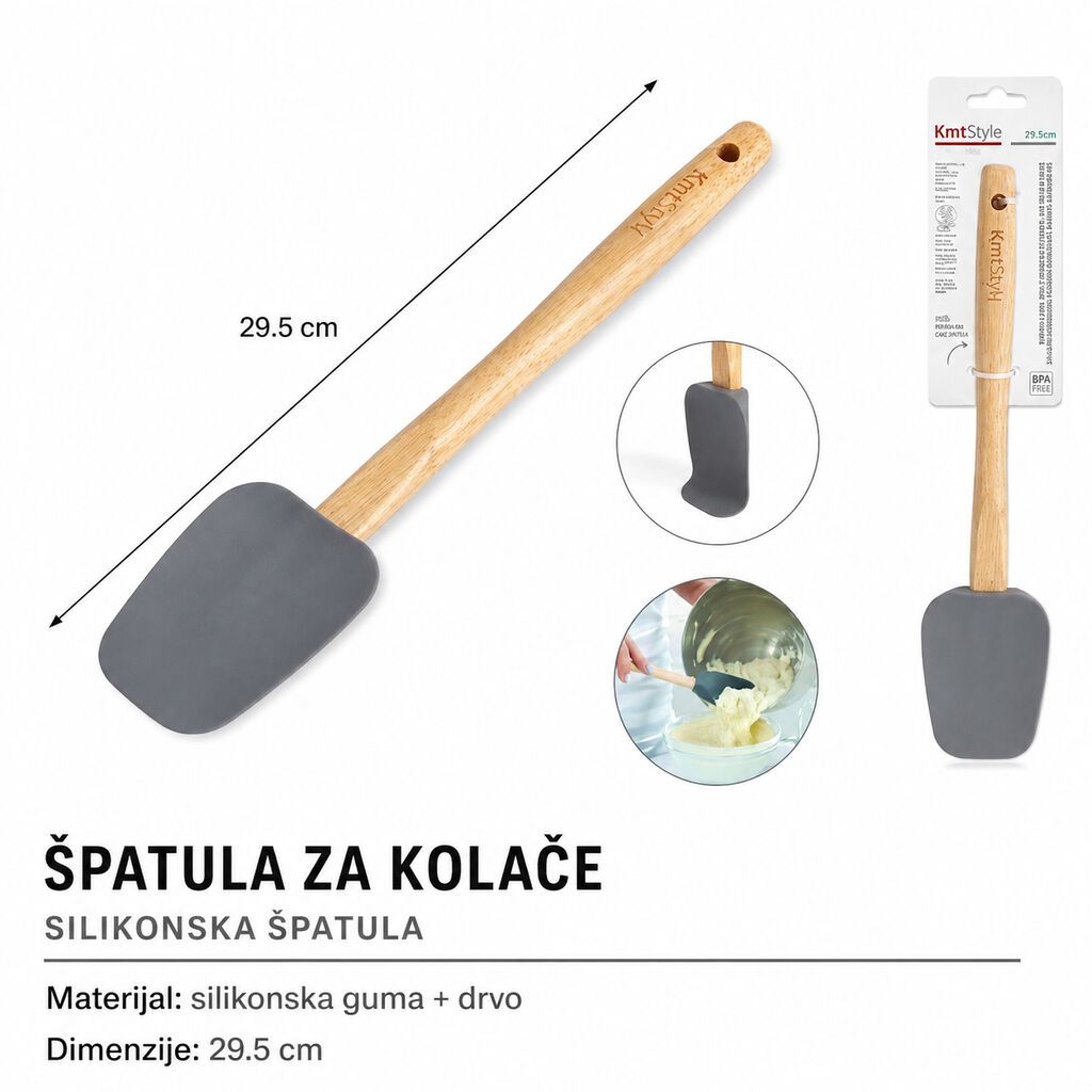 KMT Silikonska četka za premazivanje puterom sa drvenom drškom