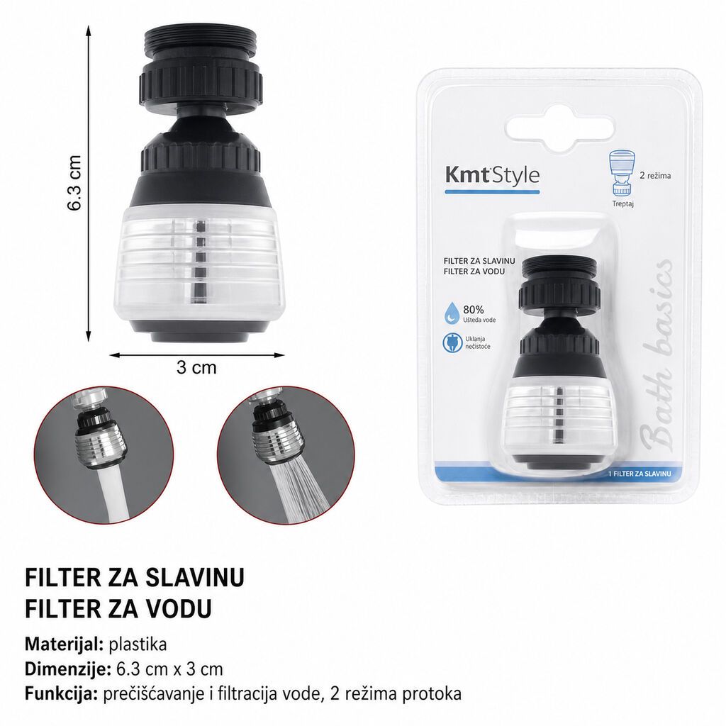 KMT 226 sa drškom – cediljka / filter za slavinu Praktičan kuhinjski