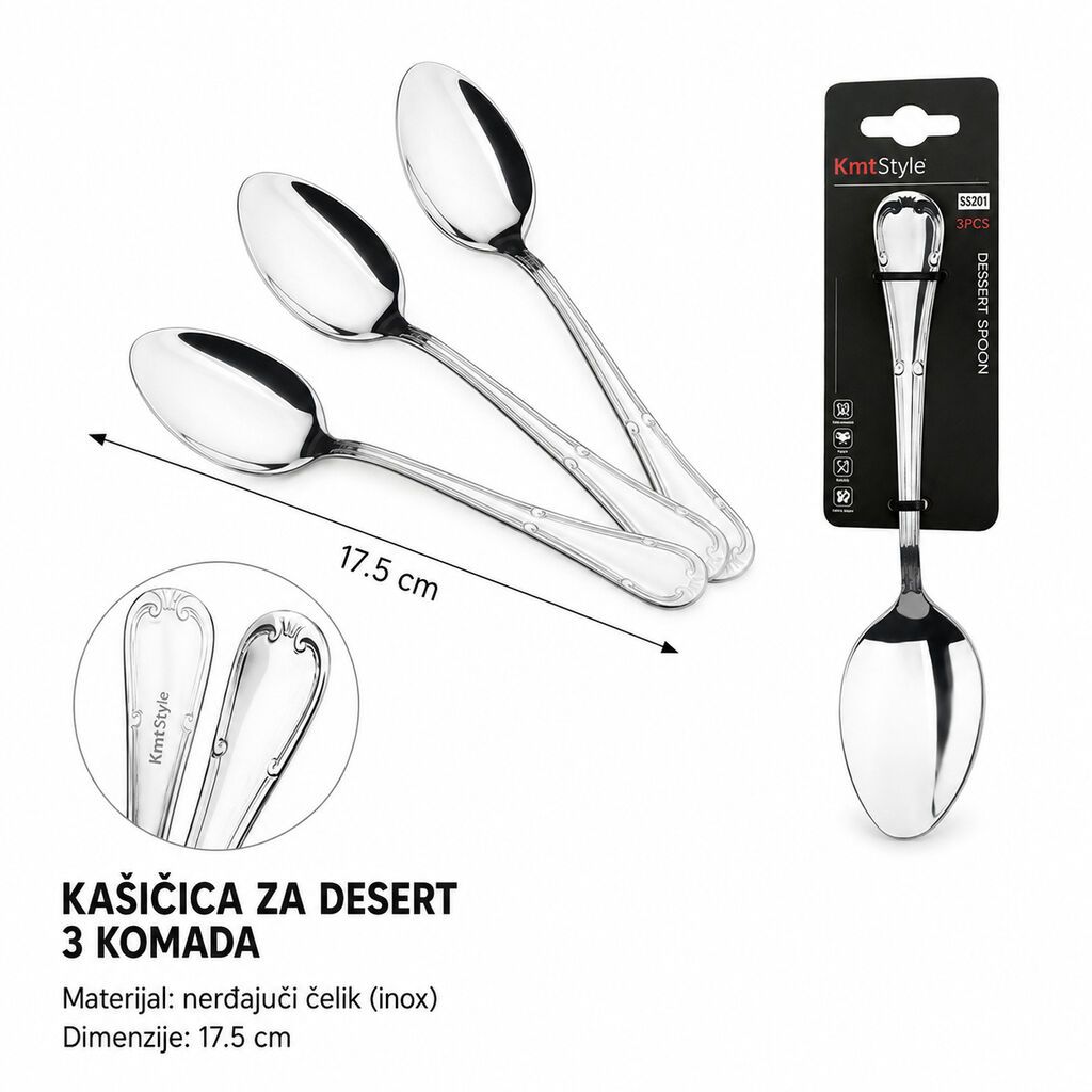 KMT Kašika za desert sa cvetnom drškom 2402971 Elegantan set kašika