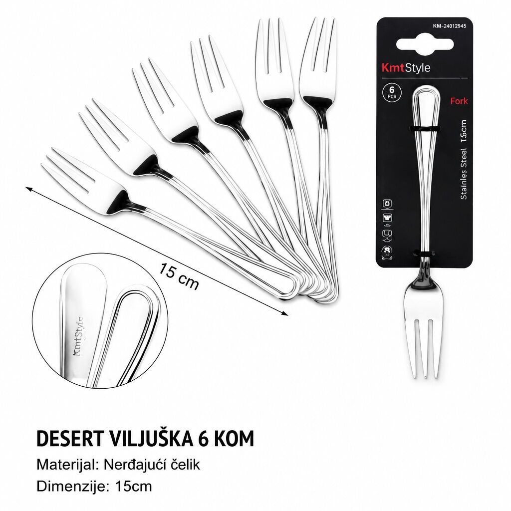 KMT Viljuška za torte sa dvostrukom ručkom 2402945 Set desertnih