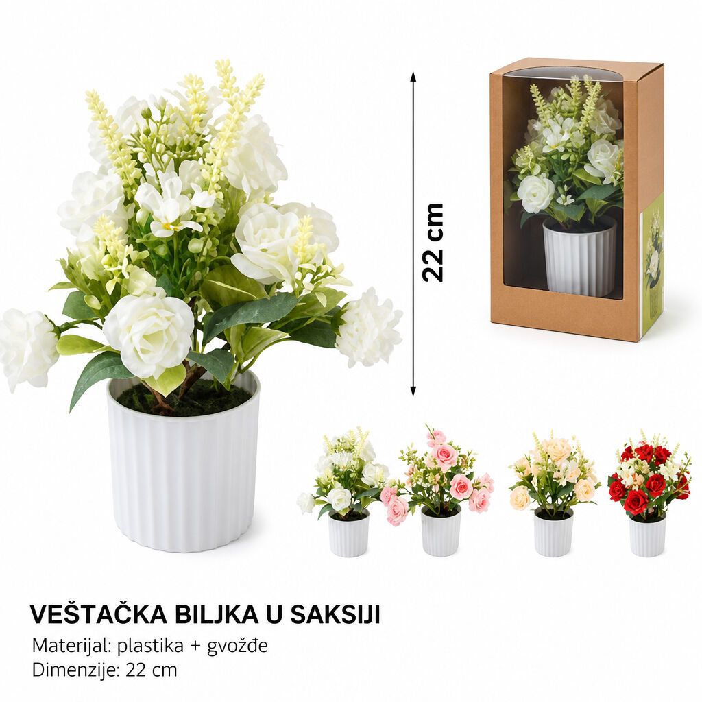 KMT Biljka u saksiji mali ruža 701420 Dekorativna veštačka biljka u